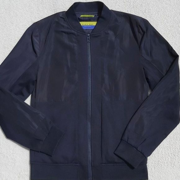 Zara | Jackets & Coats | Zaraman Wear To Wear Navy Racer Jacket M ...